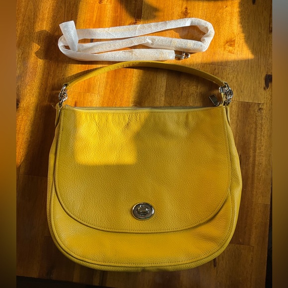 Coach | Bags | Coach Yellow Leather Hobo W Crossbody Strap | Poshmark